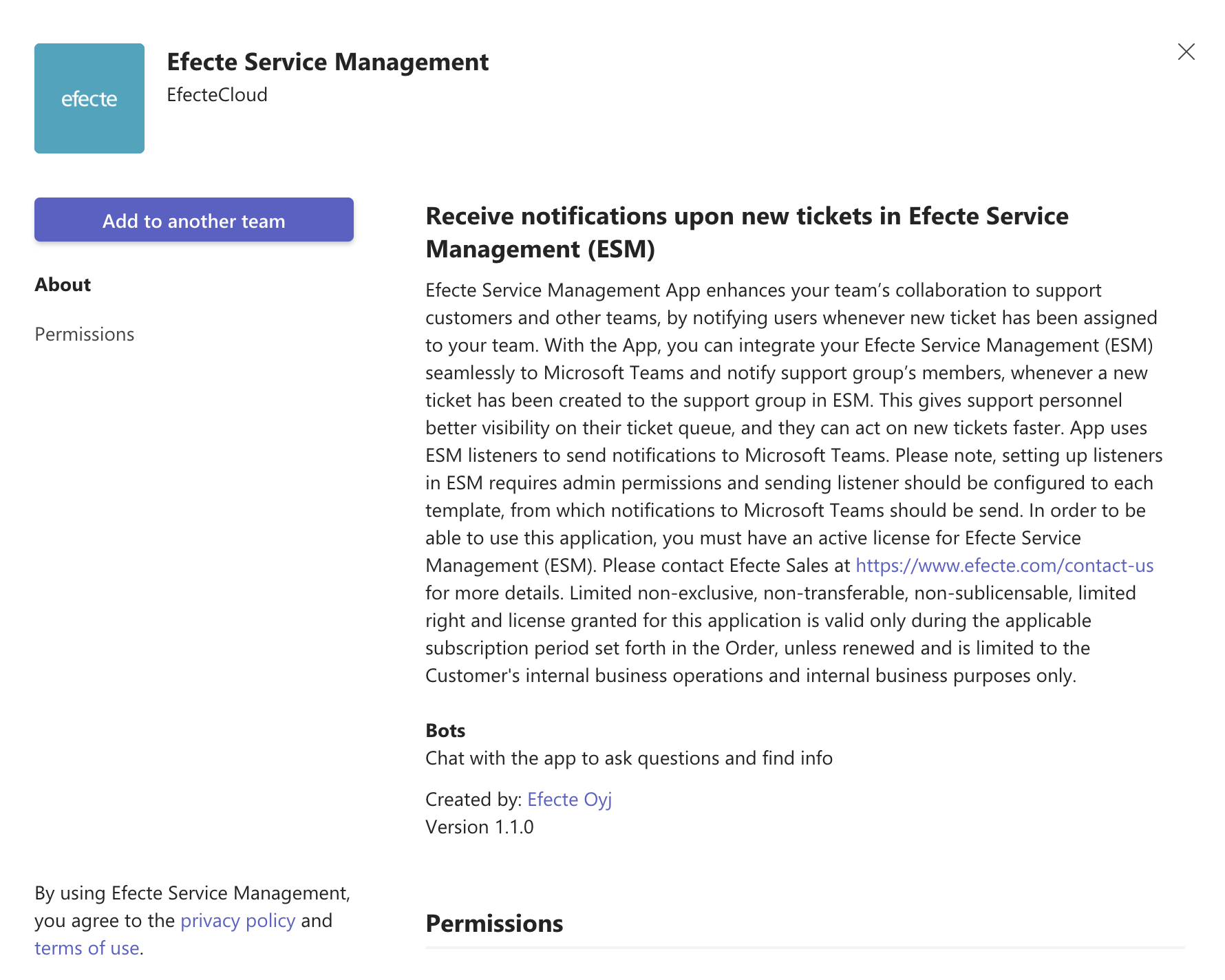 Efecte Ms Teams Bot Configuration